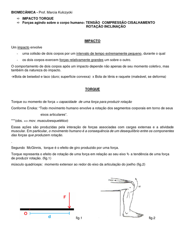 Impacto - Torque - Forcas Agindo Sobre o Corpo Humano 2 | PDF | Torque ...