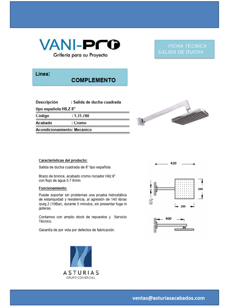 Ficha Tecnica Vani-Pro Salida Hilz 1.31.780 | PDF | Tecnología