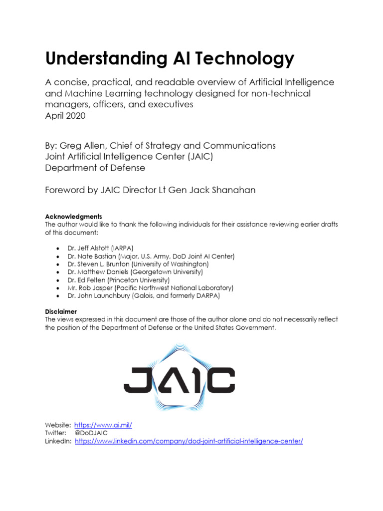 Understanding AI for DoD Leaders | PDF | Intelligence (AI) & Semantics ...