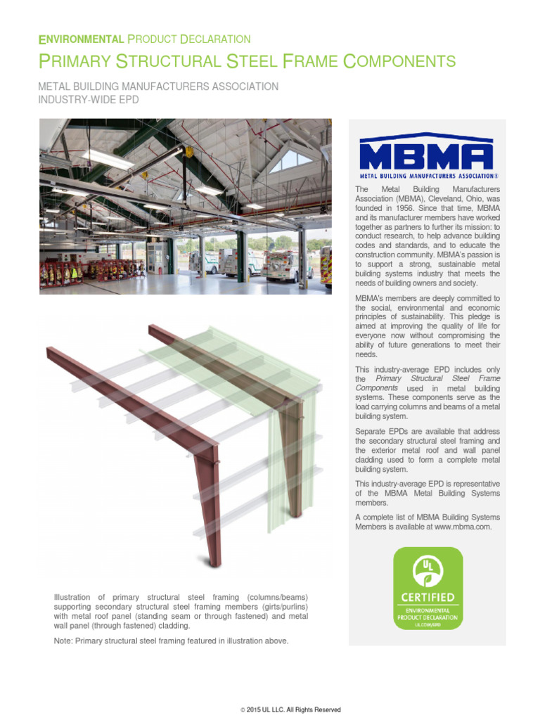 MBMA EPD Primary | PDF | Life Cycle Assessment
