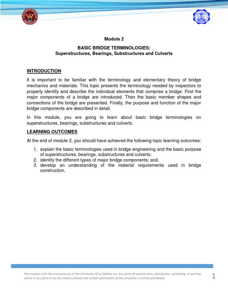 Bridge Engg Module 2 Basic Bridge Terminologies Part 2 | PDF | Bridge ...