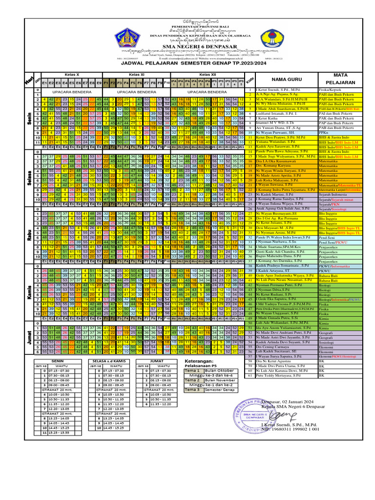 Jadwal Semester Genap TP.2023-2024 | PDF