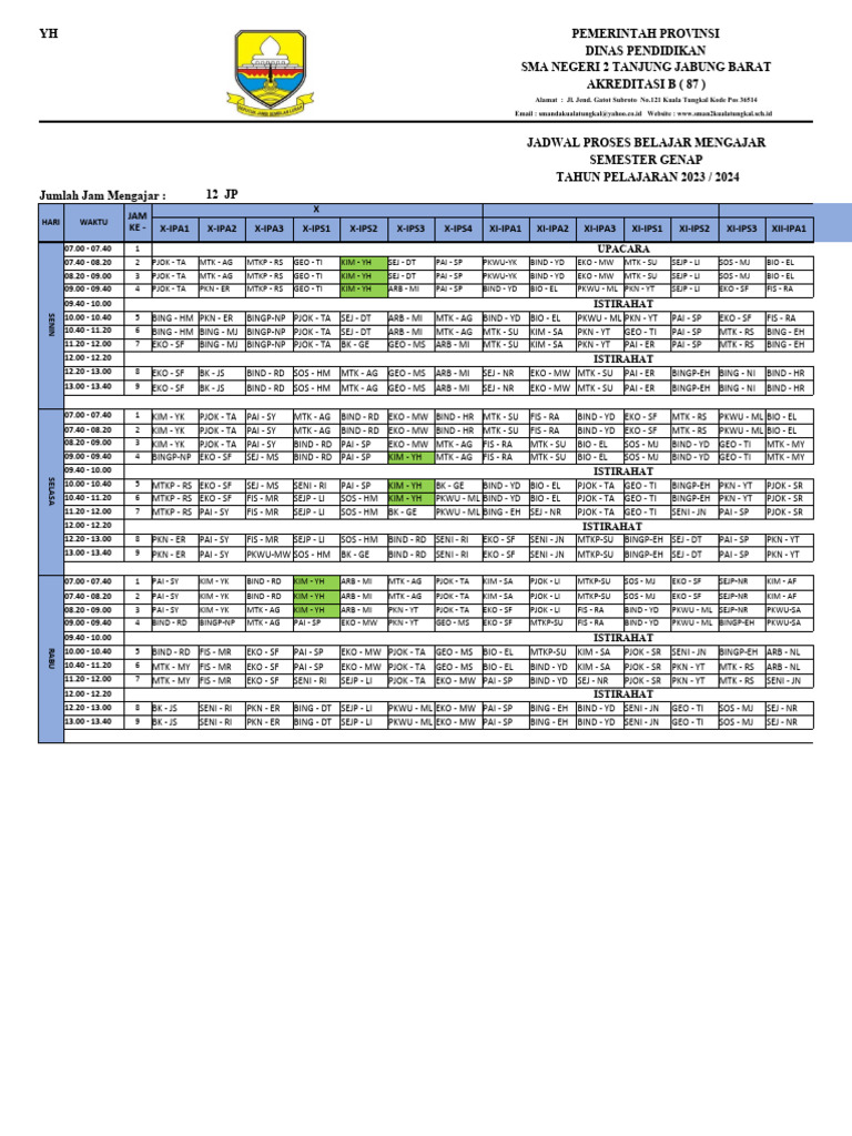 Roster Genap 2024 Terbaru | PDF
