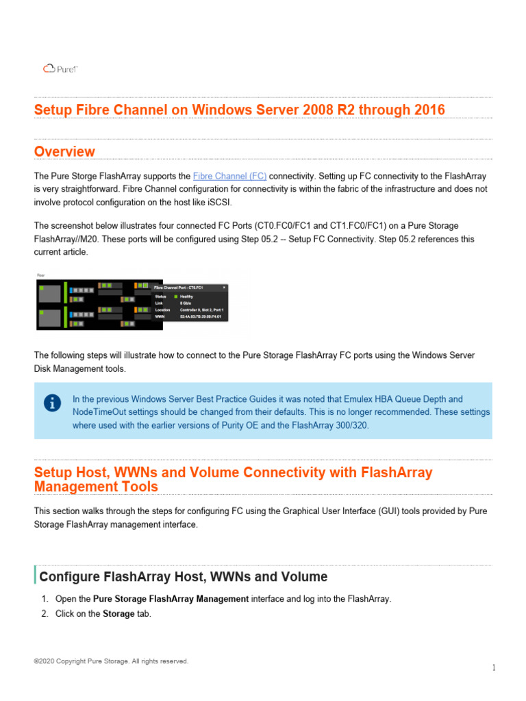 Pure Storage Setup Fibre Channel On Windows Server 2008 R2 Through 2016 | PDF | Microsoft ...