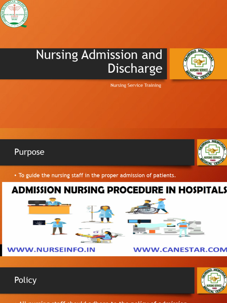 Nursing Admission and Discharge Procedures | PDF | Patient | Hospital