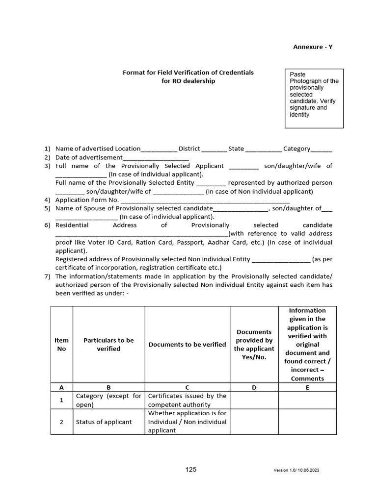 FVC Latest Format | PDF | Identity Document | Access Control