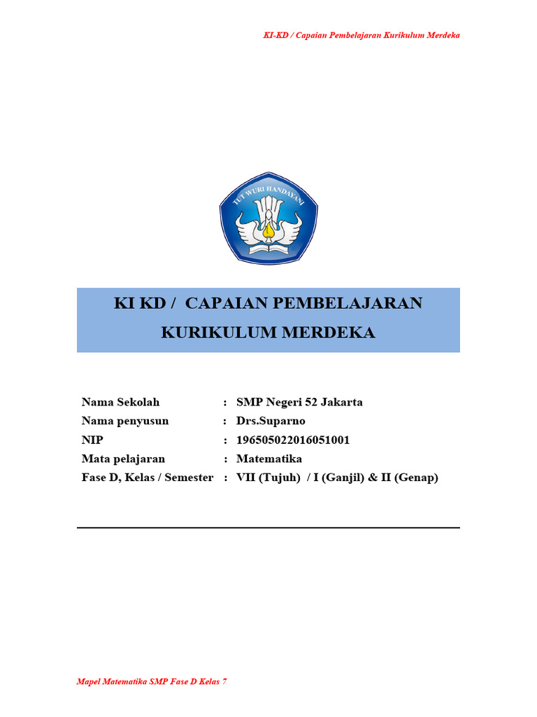 KI KD Atau Capaian Pembelajaran Kurikulum Merdeka | PDF | Seni | Komputer