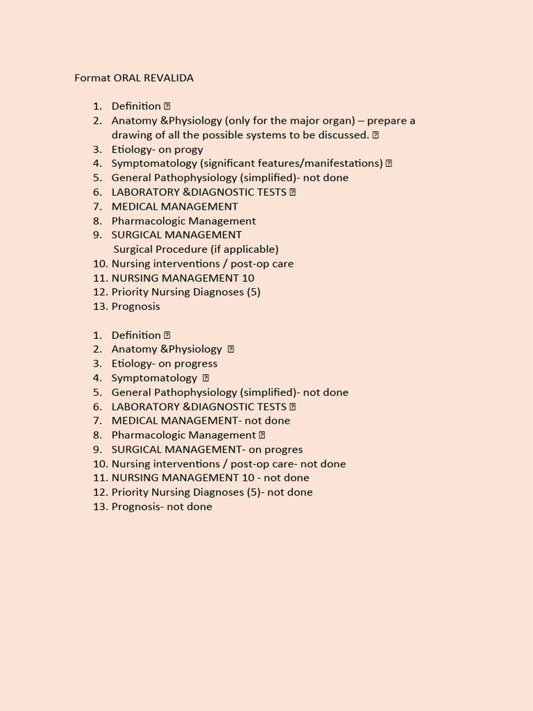 Format ORAL REVALIDA | PDF