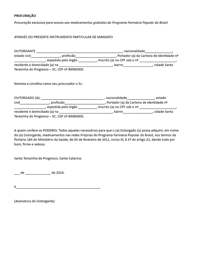 Procuração Farmácia Popular | PDF