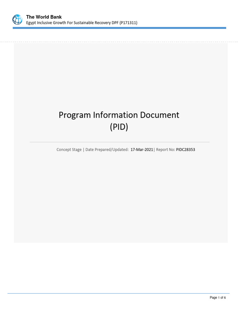 Concept Program Information Document (PID) YB Final | PDF ...