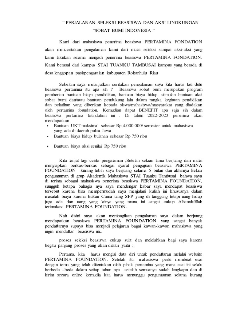 Karya Tulis Ilmiyah Pertamina Fondation | PDF