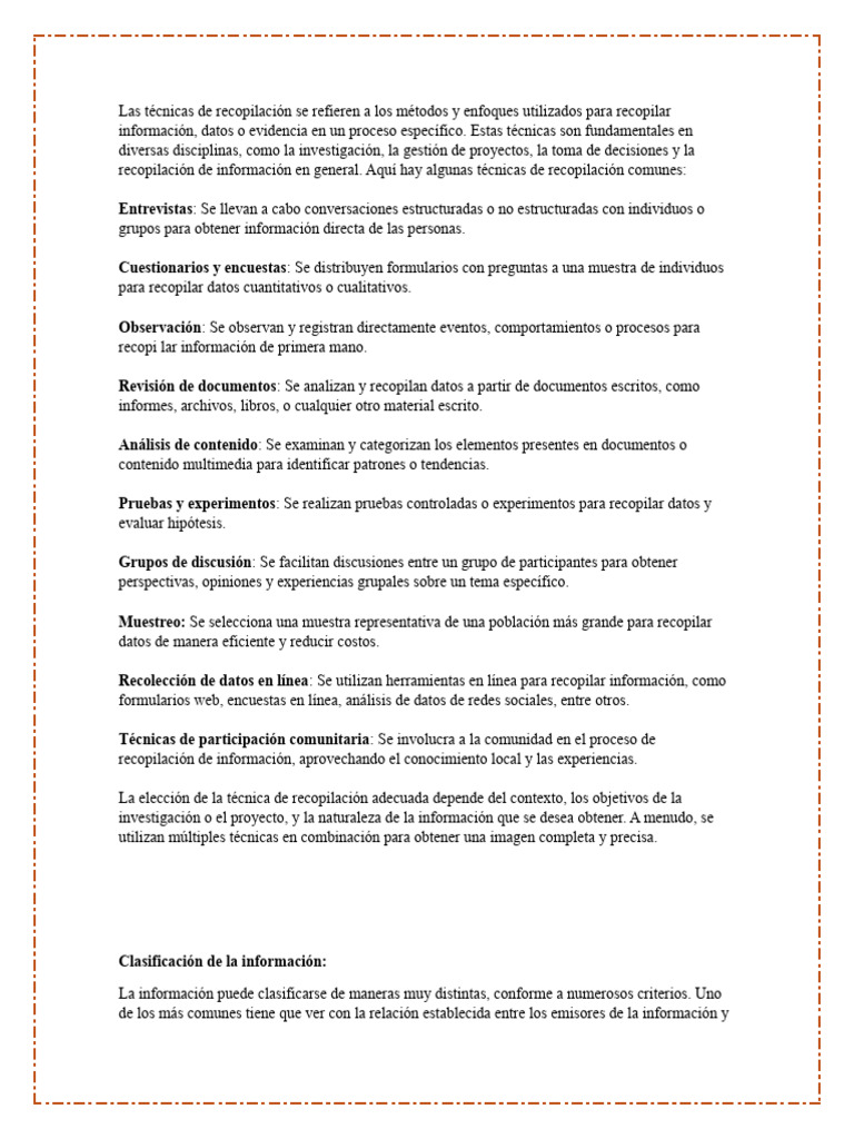 Las Técnicas de Recopilación Se Refieren A Los Métodos y Enfoques ...