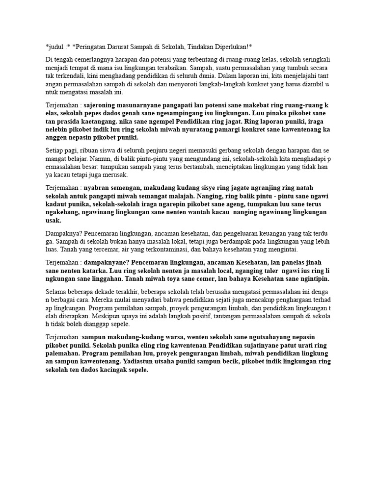 Teks Bahasa Bali - Docx Dah Di Translet | PDF