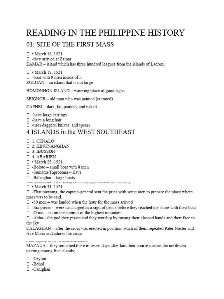 Reading in the Philippine History Notes | PDF | Spanish Empire ...