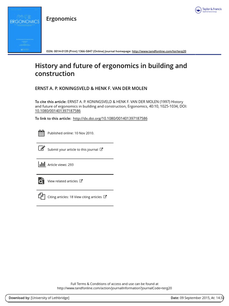 History and Future of Ergonomics in Building and | PDF | Occupational ...