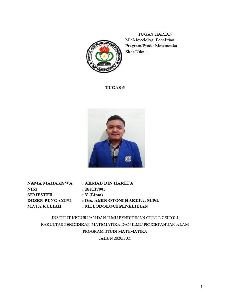 Tugas 6 Metodologi Ahmad Din Harefa | PDF