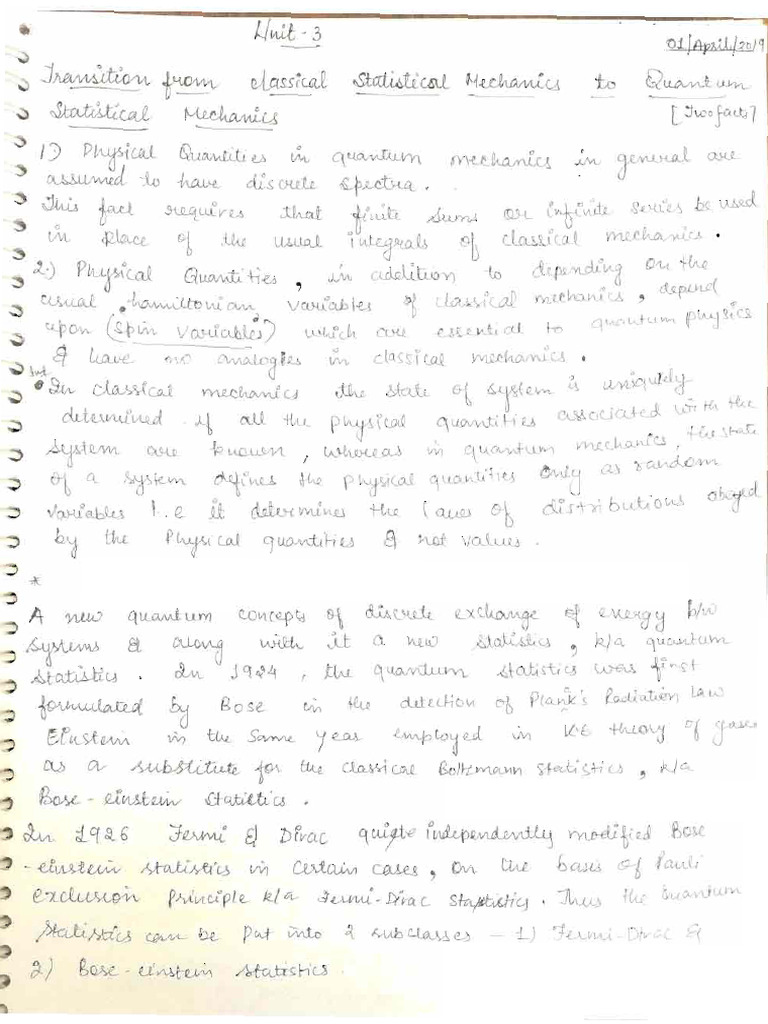 MSC Physics II SEM Statistical Physics UNIT III | PDF