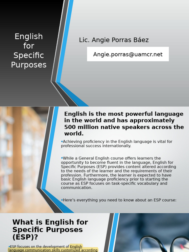 English For Specific Purposes - Slide Presentation | PDF | English As A Second Or Foreign ...