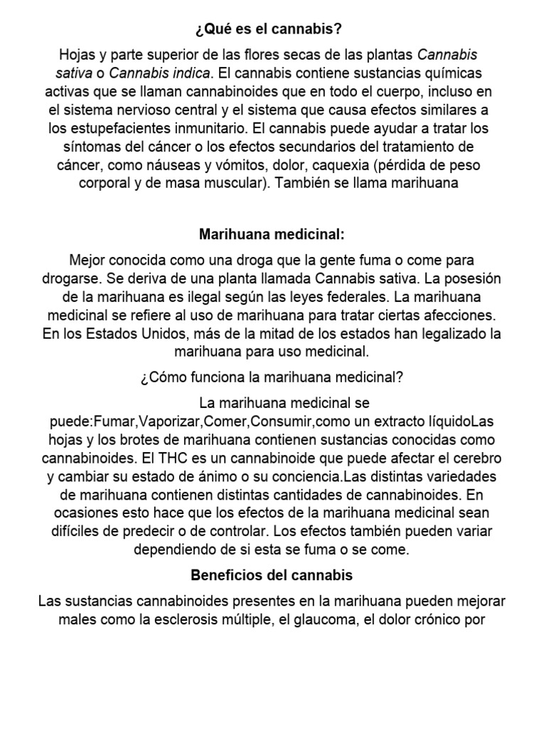 Qué Es El Cannabis | PDF | Cannabis (Droga) | Cannabis medicinal