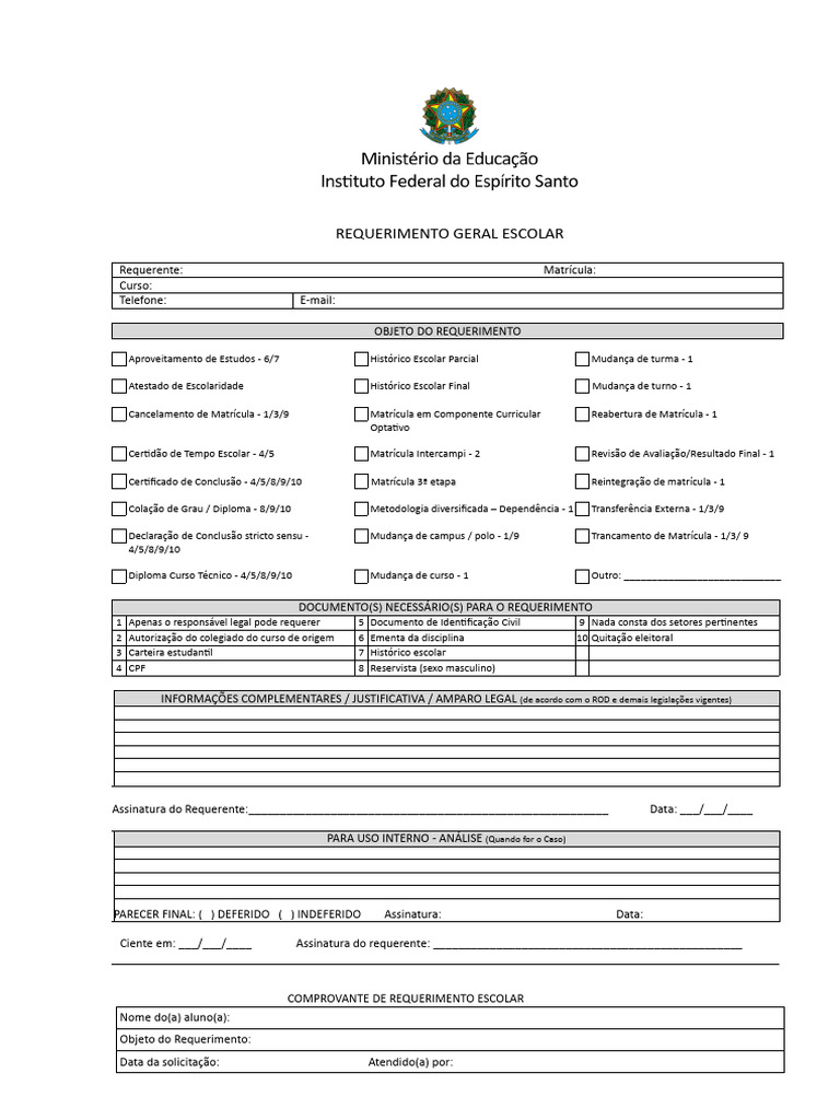 Requerimento Escolar Geral | PDF