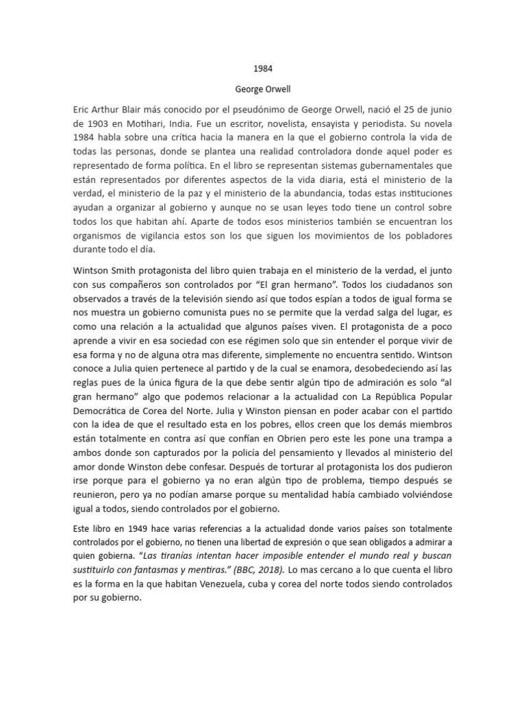 1984 George Orwell | PDF | George Orwell