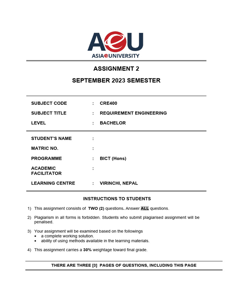 CRE400 Assignment 2 S23 Ques | PDF CRE400 Assignment 2 S23 Ques | PDF