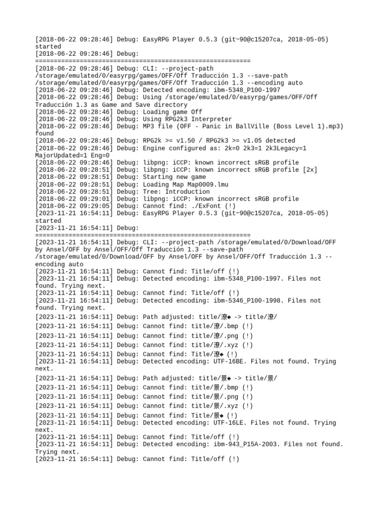 Easyrpg Log | PDF | Debugging | Computing