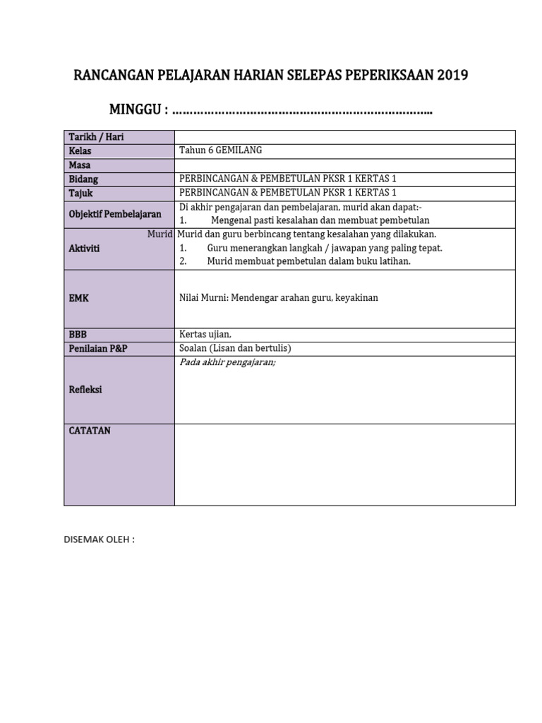 RPH Pembetulan Ujian | PDF