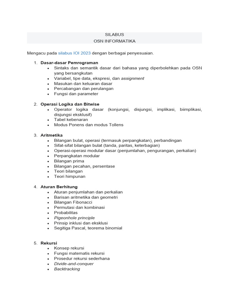 Silabus Informatika Pdf