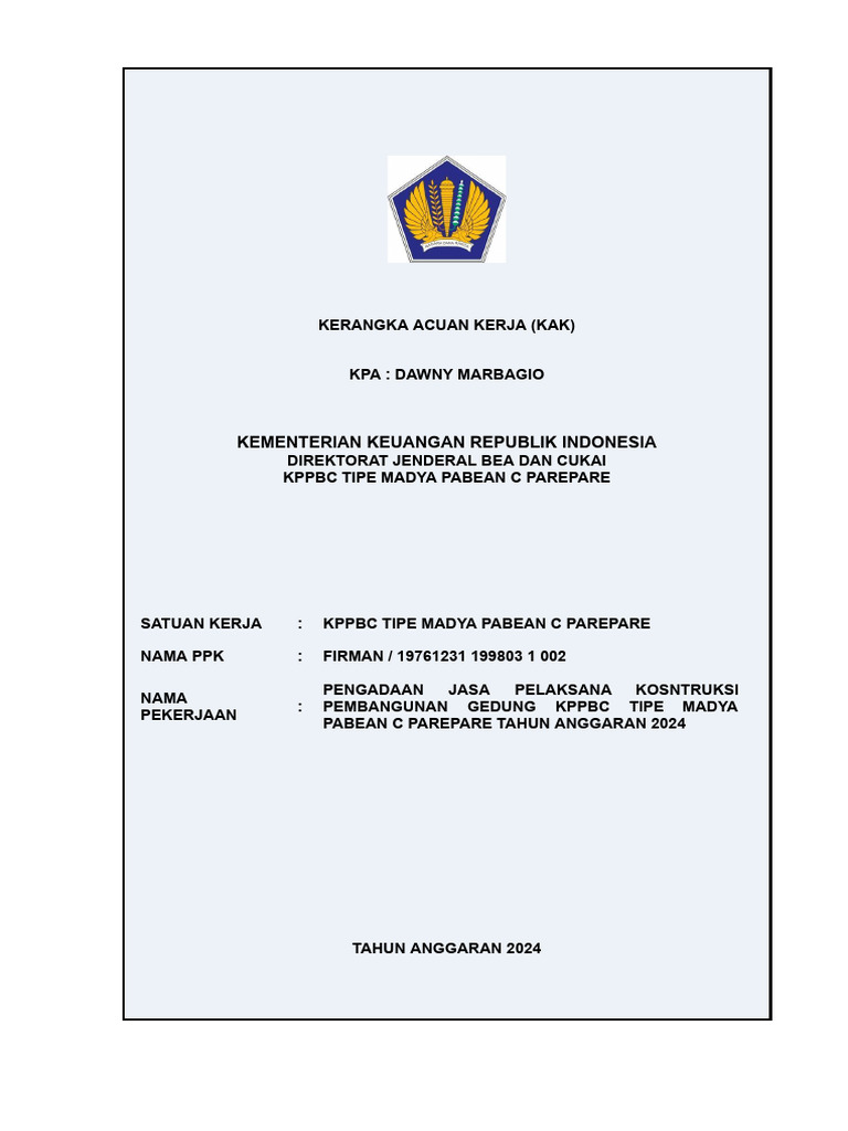 KAK Konstruksi Fisik Gedung Kantor Rev Fix | PDF | Teknologi & Rekayasa