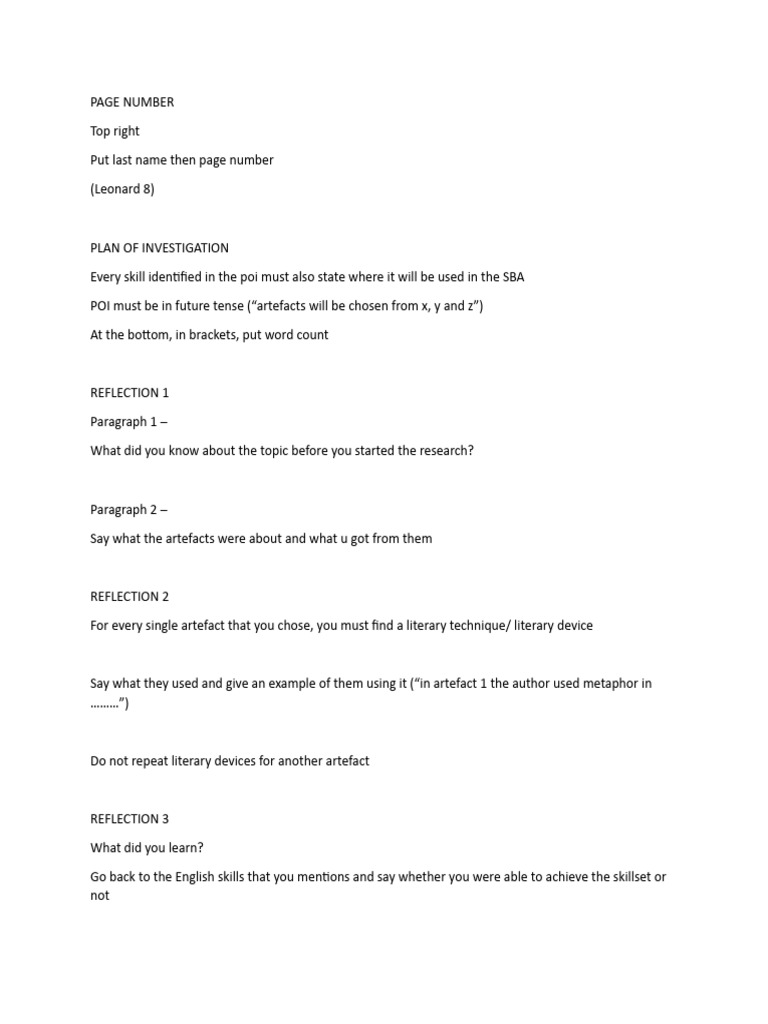 Guidelines For English Sba | PDF