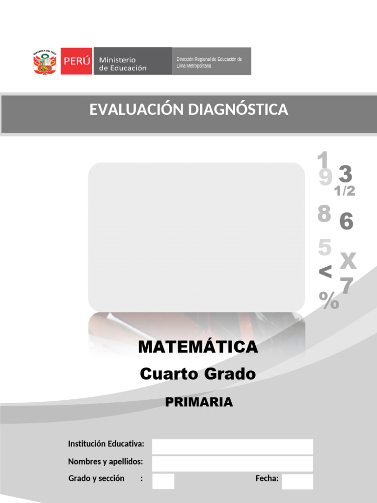 4-Evaluacion Diagnostica Cuarto Grado - 11 - 04 - 2016 | PDF