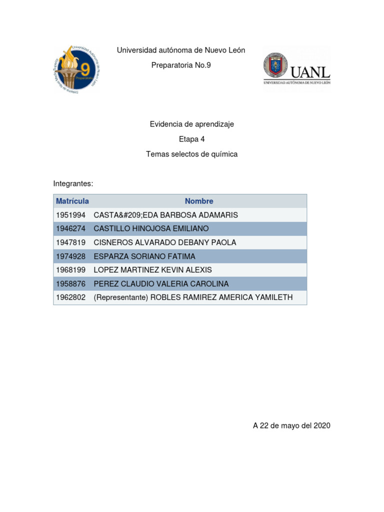 Evidencia E4 QUIMICA | PDF | Gases | Gases de efecto invernadero
