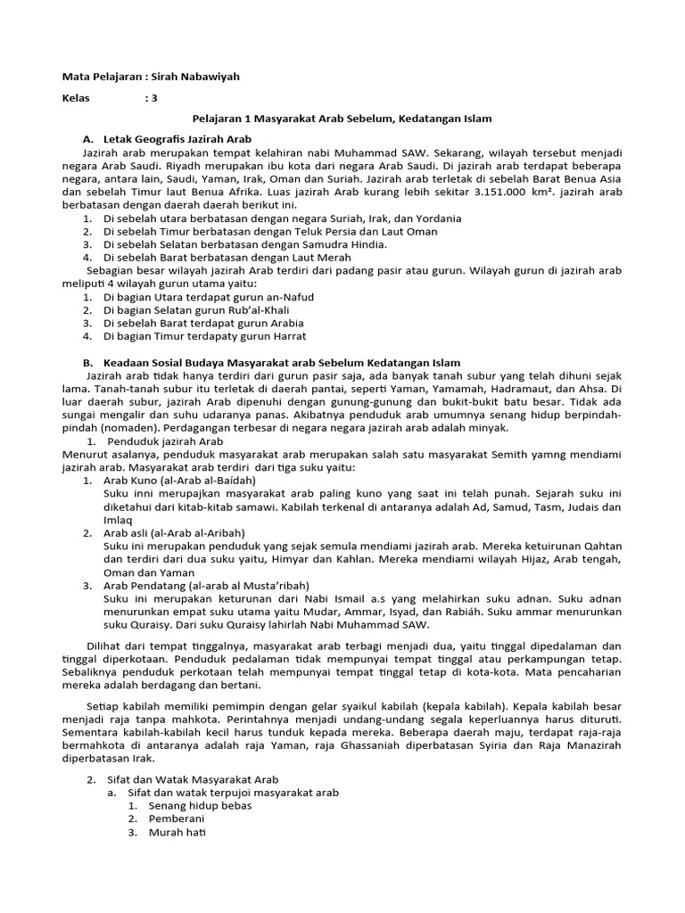 Materi Sirah Kelas 3 SD | PDF | Agama & Spiritualitas