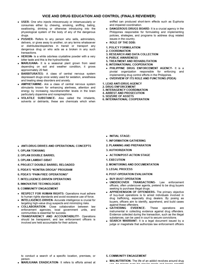 Vice and Drug Education and Control Finals Reviewer | PDF ...