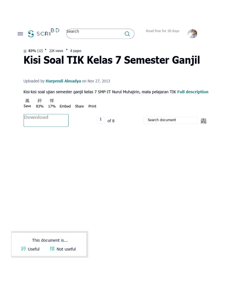 Kisi Soal TIK Kelas 7 Semester Ganjil - PDF | PDF
