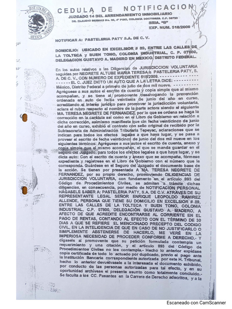 Cedula de Notificaciòn | PDF