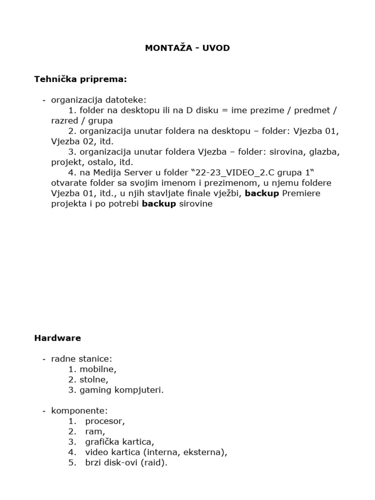 Gradivo - Uvod U Montažu | PDF