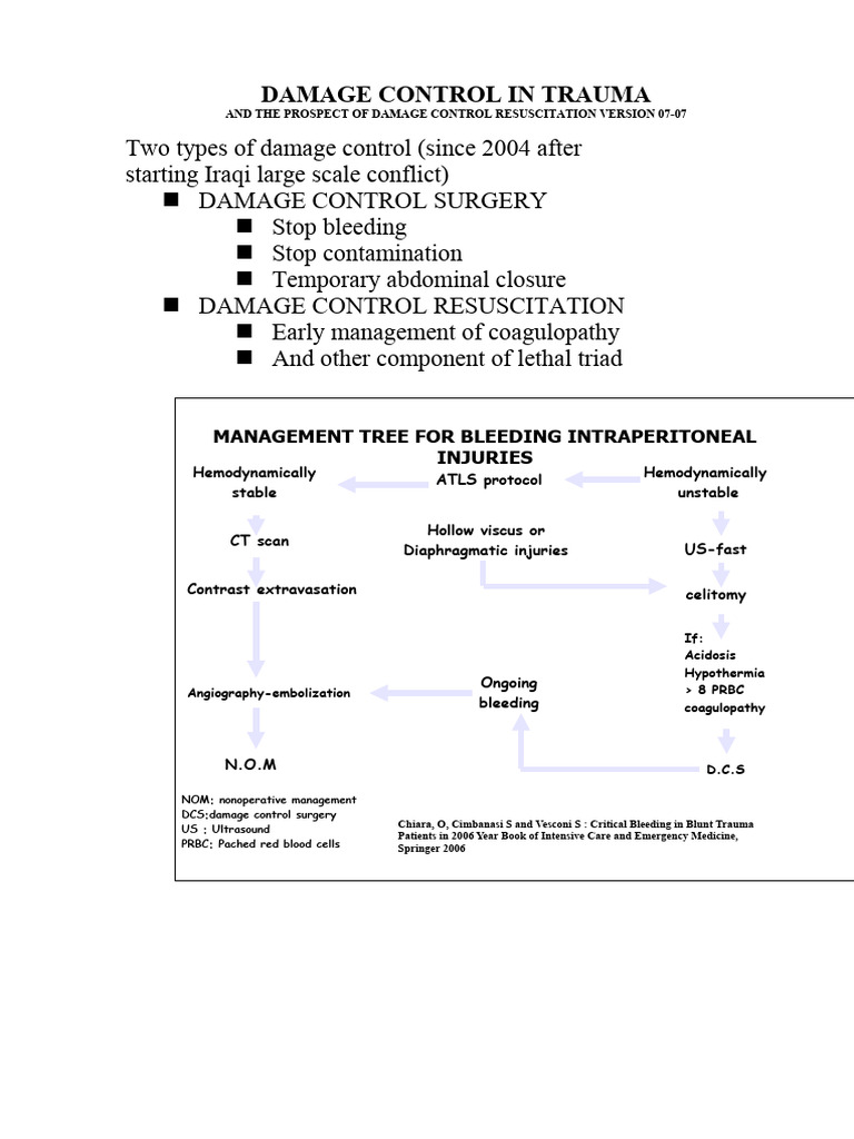Damage Control Resuscitation in Trauma | PDF | Injury | Bleeding