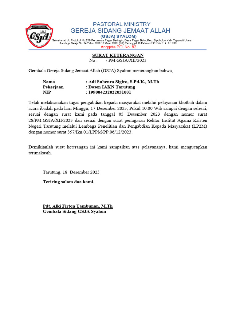 Format Ucapan Terimakasih | PDF