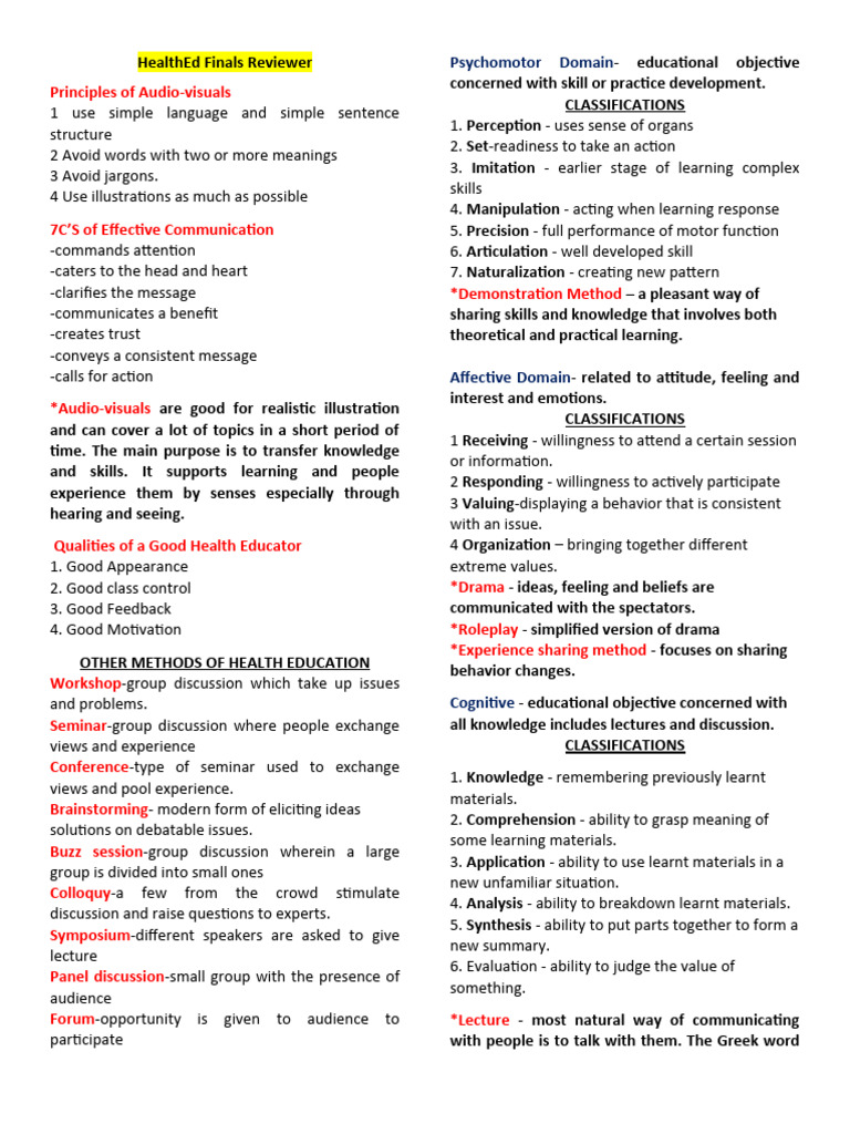 HealthEd Finals Reviewer | PDF | Behavior | Health Education