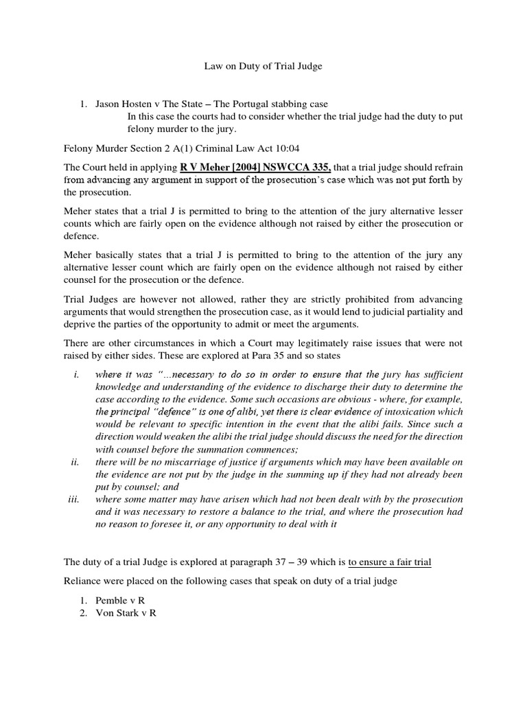 Law On Duty of Trial Judge | Download Free PDF | Prosecutor | Trials