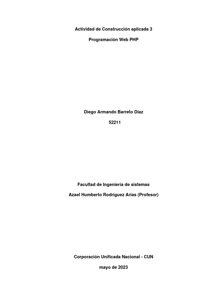 ACA 3 Programación Web | PDF | Php | HTML