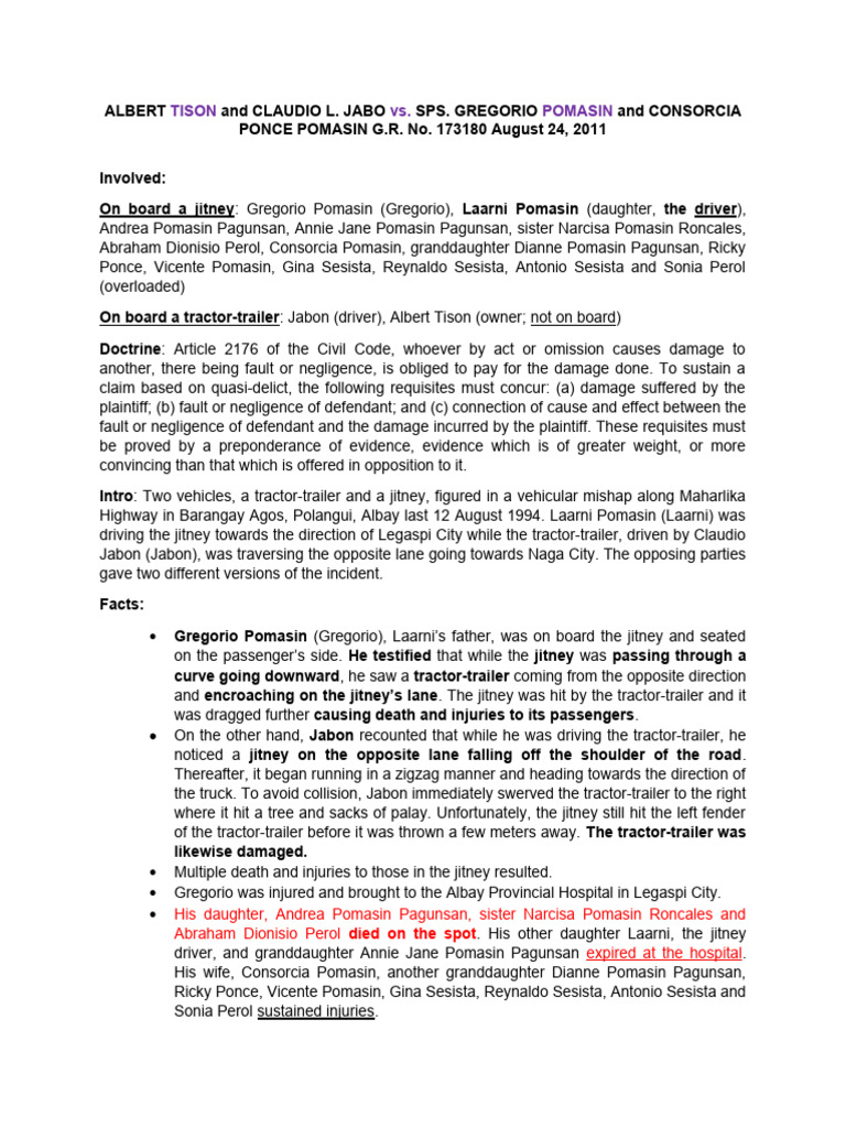 Tison-vs-Pomasin-Art-2176 | PDF | Negligence | Common Law