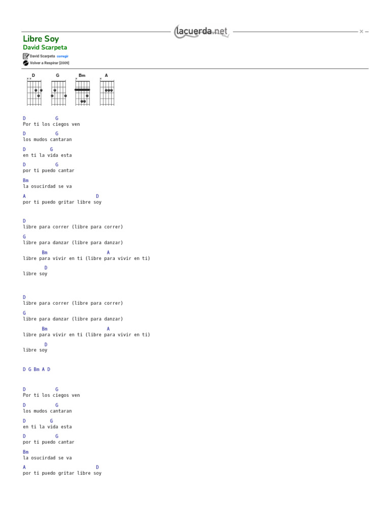LIBRE SOY, David Scarpeta - Acordes | PDF
