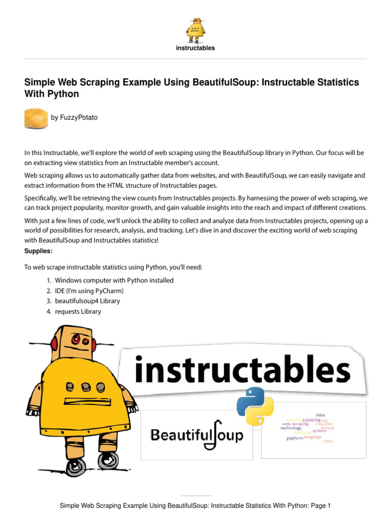 Simple Web Scraping Example Using BeautifulSoup in | PDF | World Wide ...