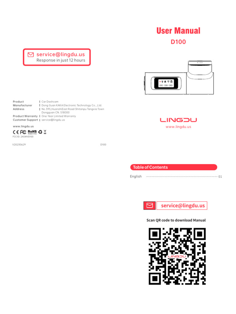 Lingdu D100 Dash Cam User Manual | PDF | Smartphone | Wi Fi