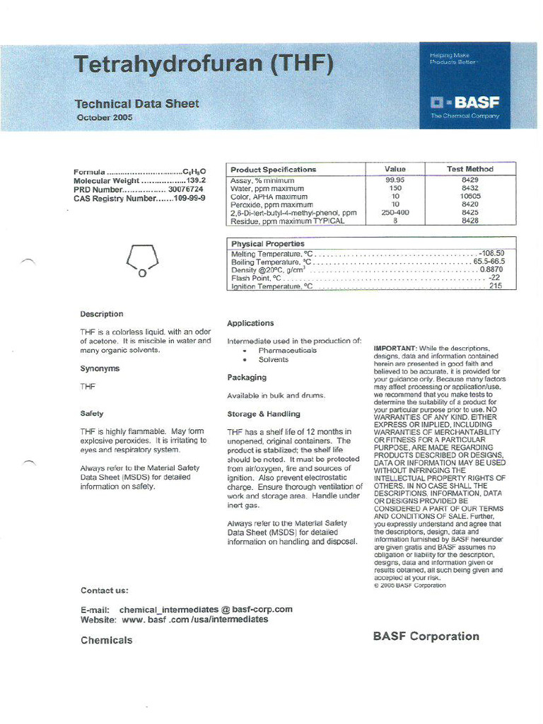 TDS THF (Basf) | PDF