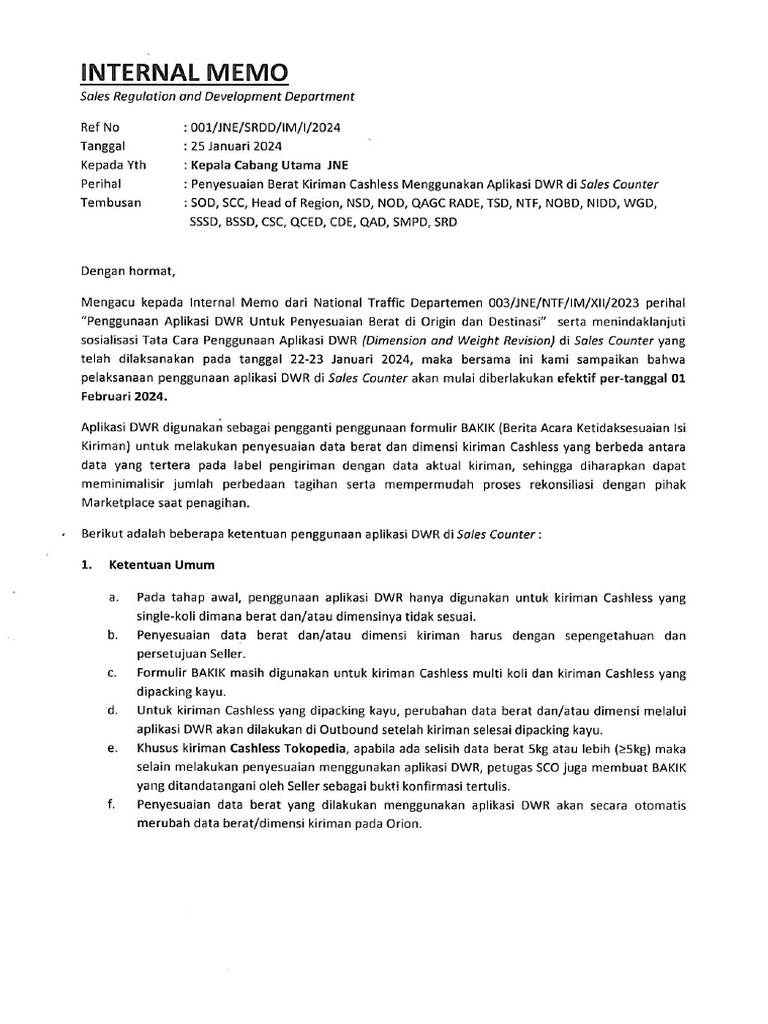 001 - Penyesuaian Berat Kiriman Cashless Menggunakan Aplikasi DWR Di ... 001 - Penyesuaian Berat Kiriman Cashless Menggunakan Aplikasi DWR Di ...
