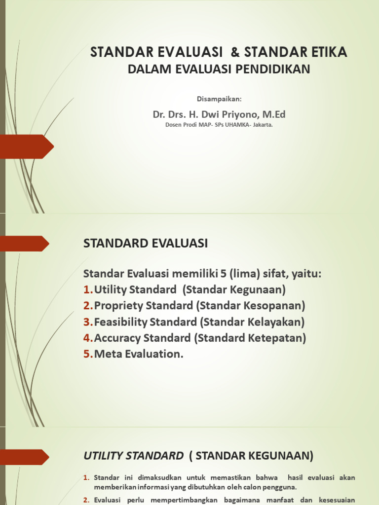 STANDARD EVALUASI (Mk. EPP) | PDF